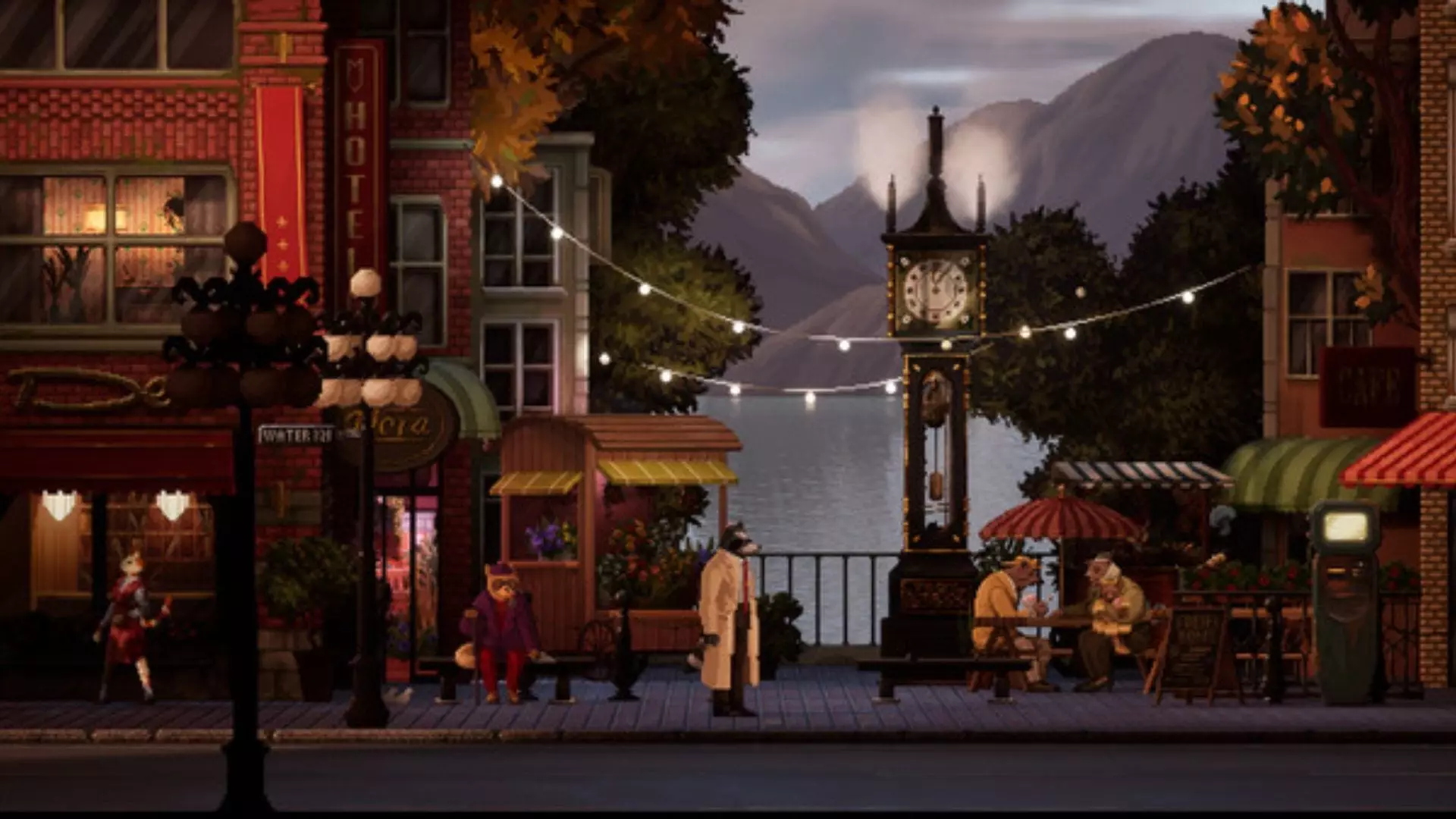 主幹視頻遊戲的圖像，主角站在人行道上