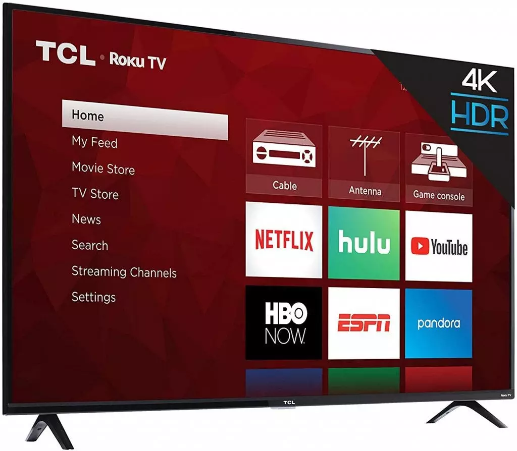 TCL TV na nagpapakita ng menu nito