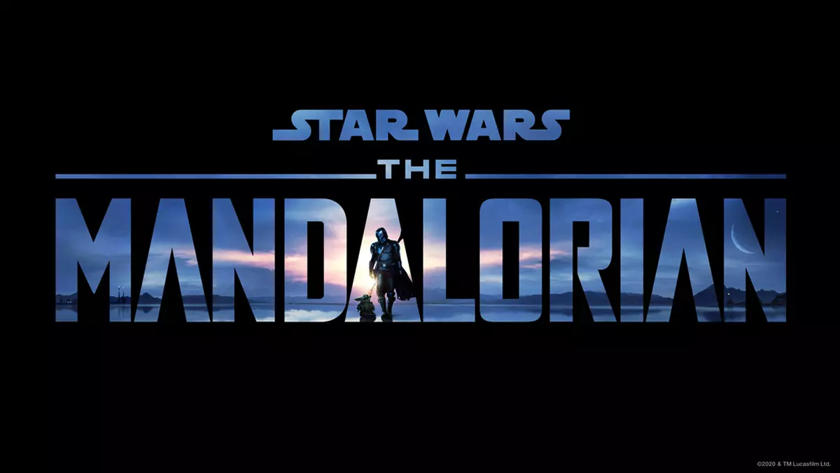 Mandalorian-logotypen mot en svart bakgrund