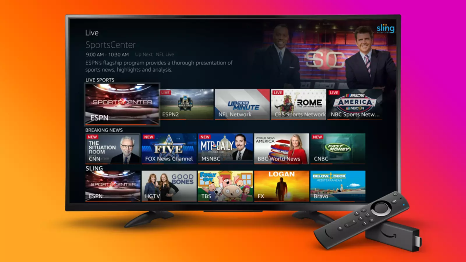 Fire TV aggiunge il supporto per i contenuti live per Sling, YouTube TV e presto Hulu + Live TV