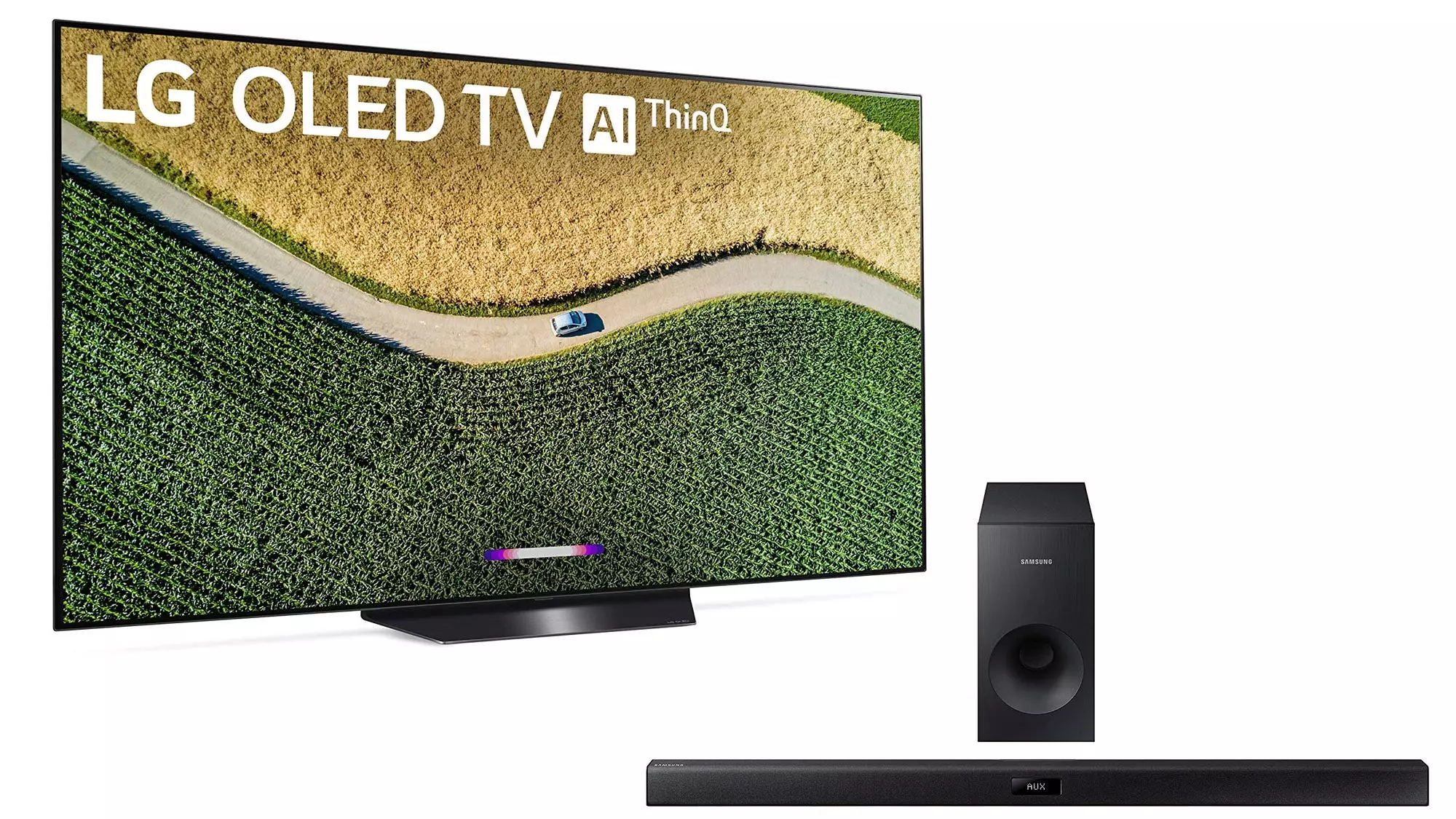 LG OLED televizors un Samsung skaņas josla