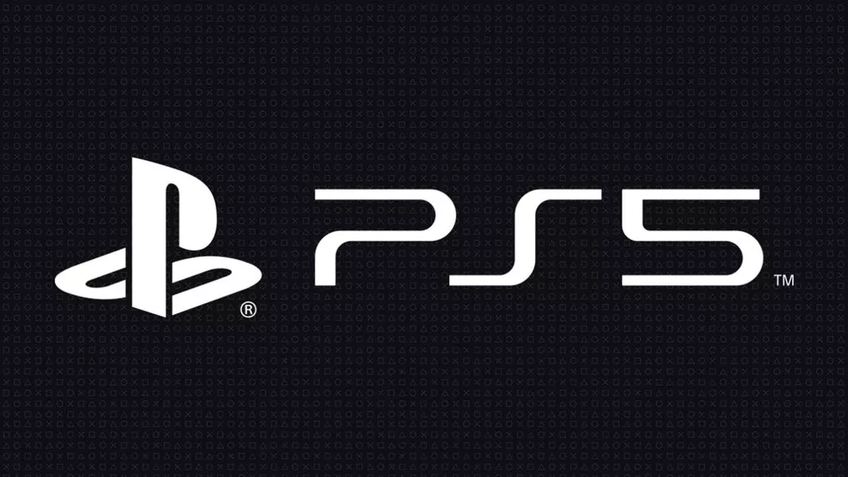 Um logotipo PS5 sobre um pano de fundo dos botões do controle PlayStation.
