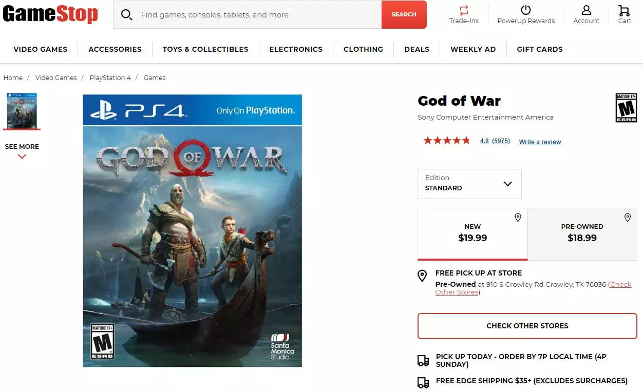 God of War para sa PS4.
