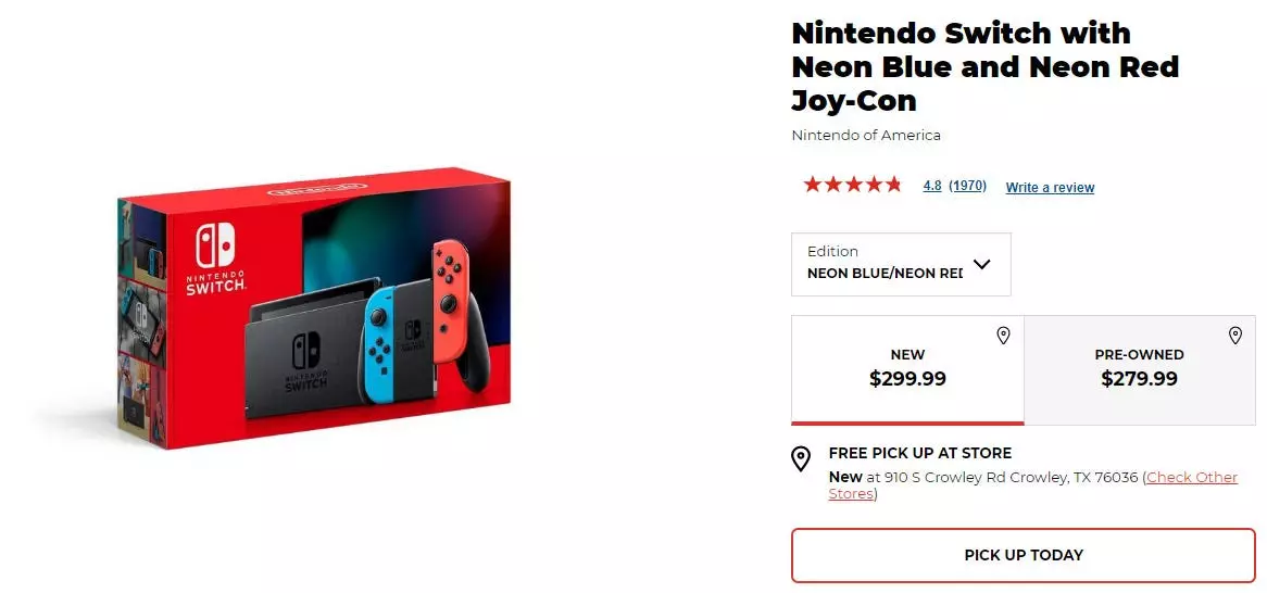 uma imagem de uma página de venda do Switch.