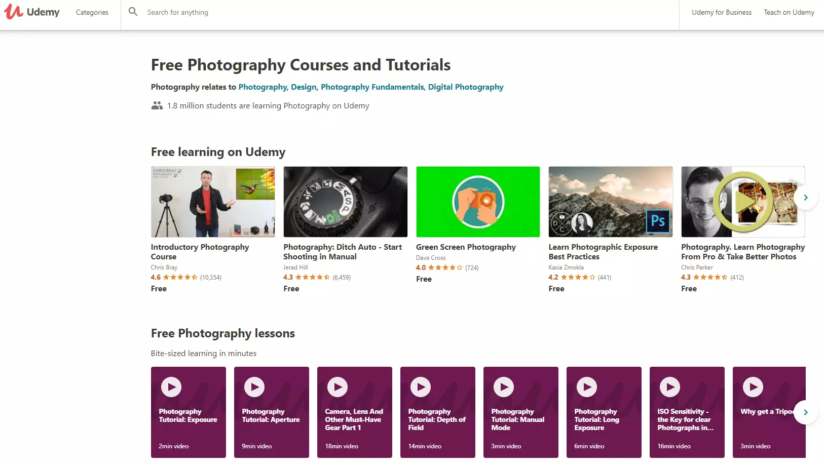 Udemy-cursussen voor digitale fotografie