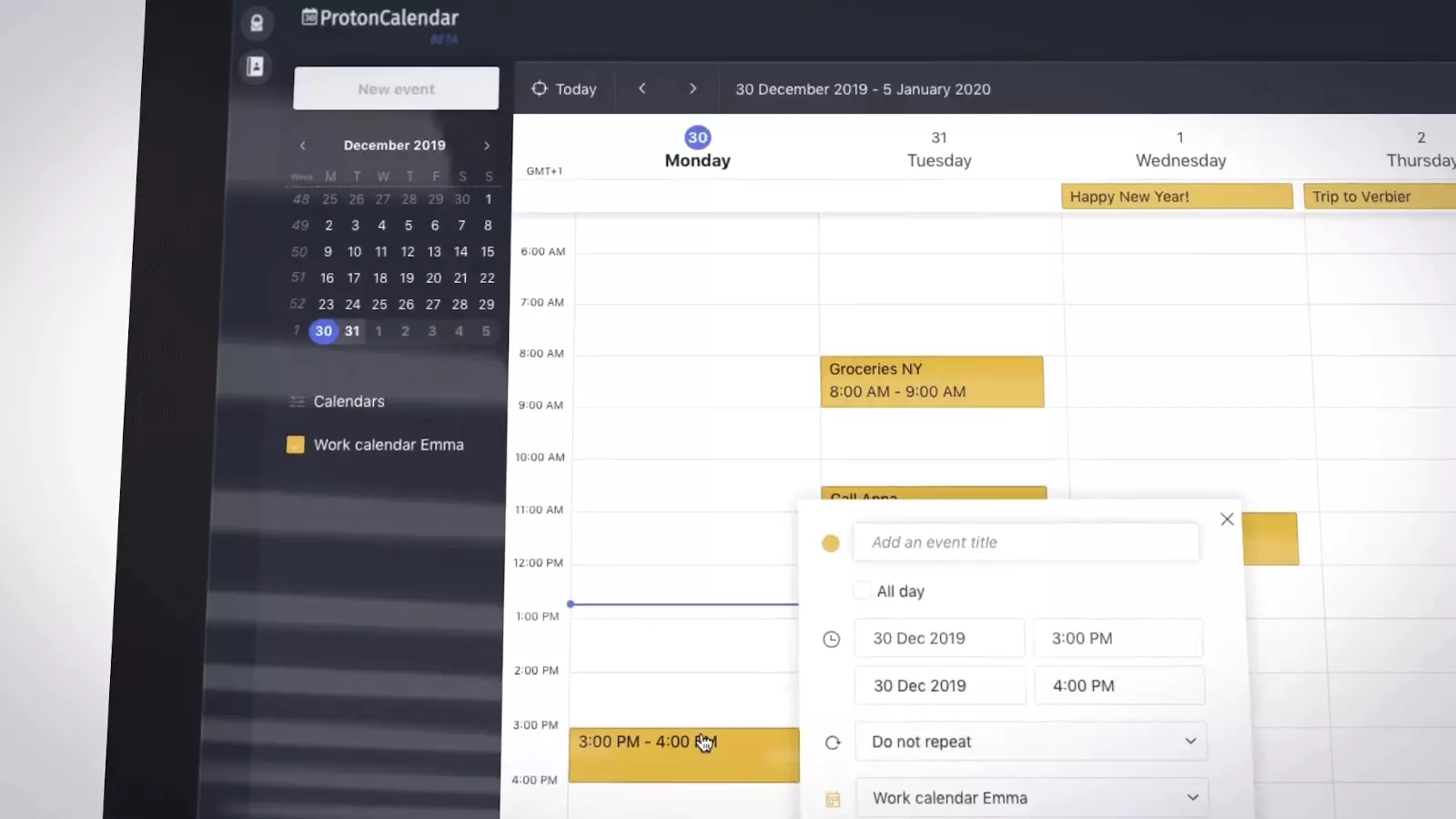 ProtonMail Hevalek Salnameya Şîfrekirî bi navê 'ProtonCalendar' digire