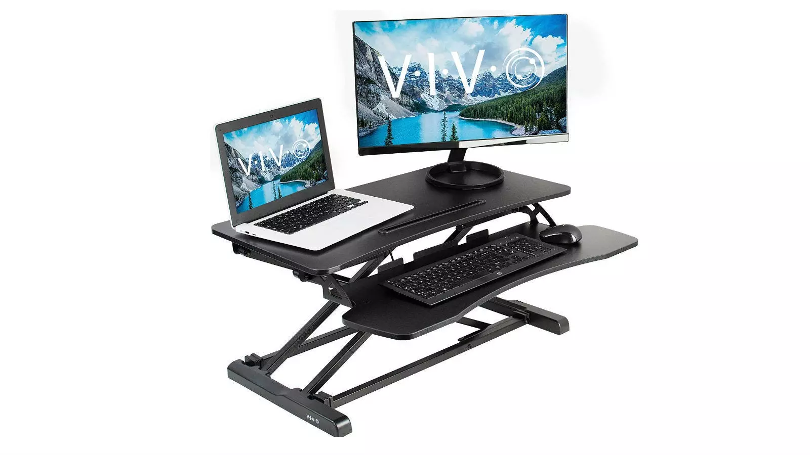 Vivo fekete, állítható magasságú álló íróasztal átalakító