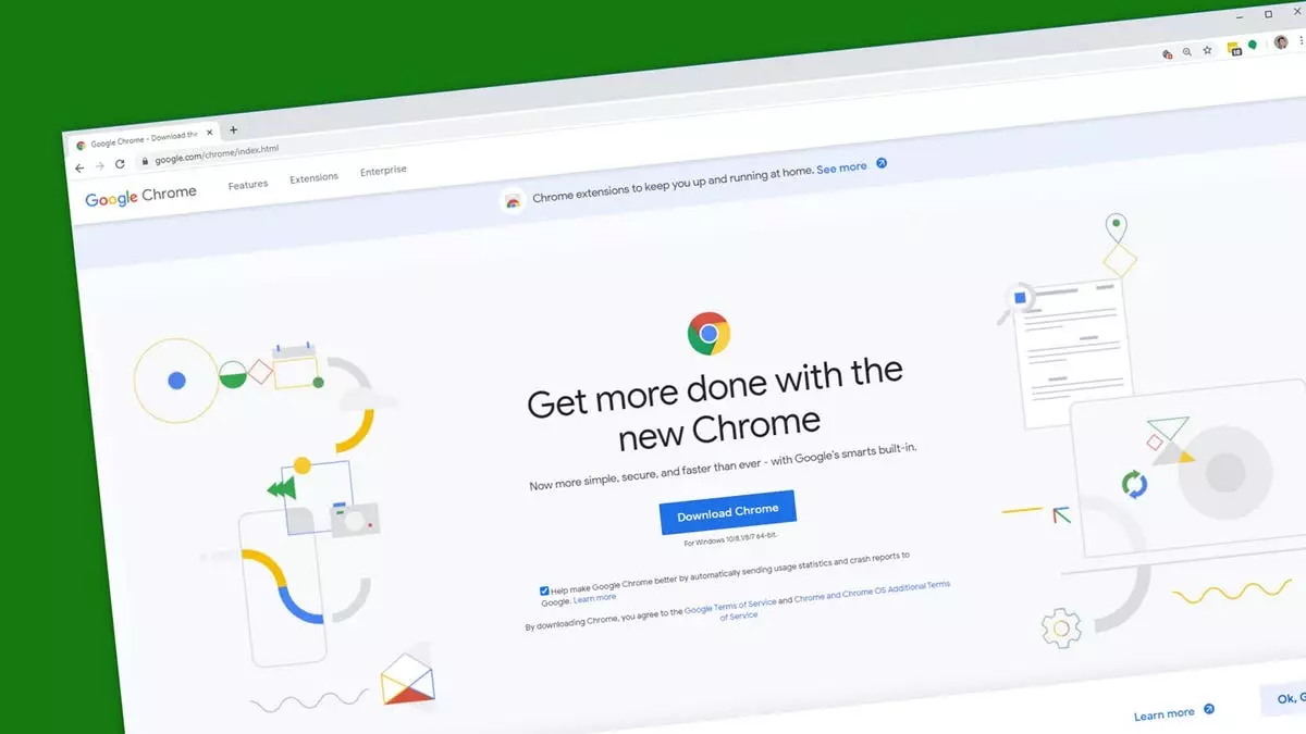 E Google Chrome Browser op der Chrome Download Säit.