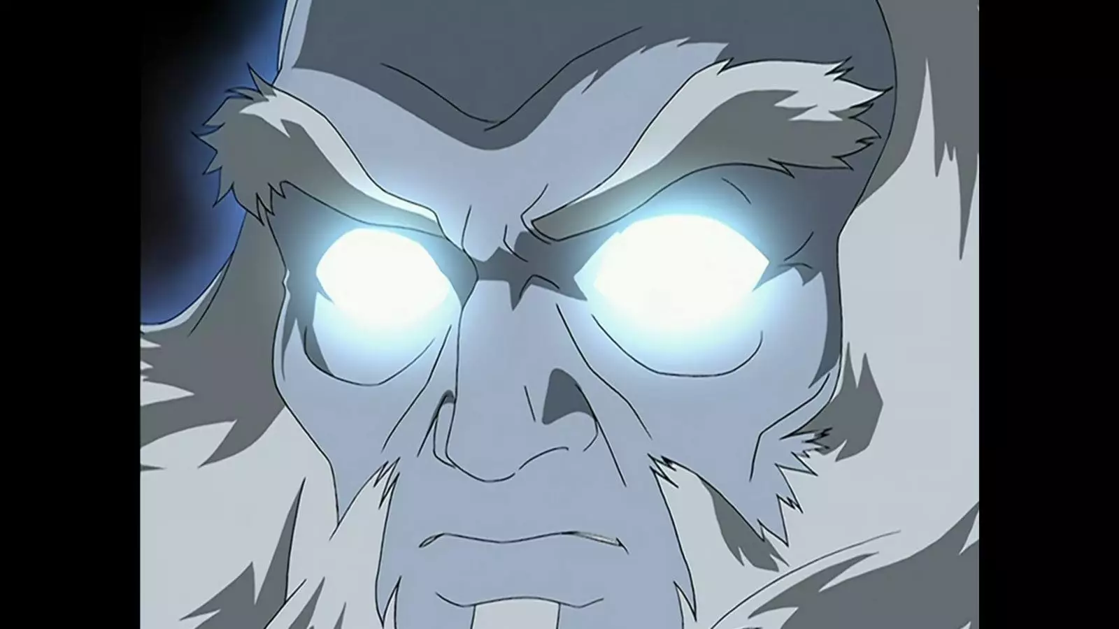 Аватар Року с голубыми светящимися глазами.
