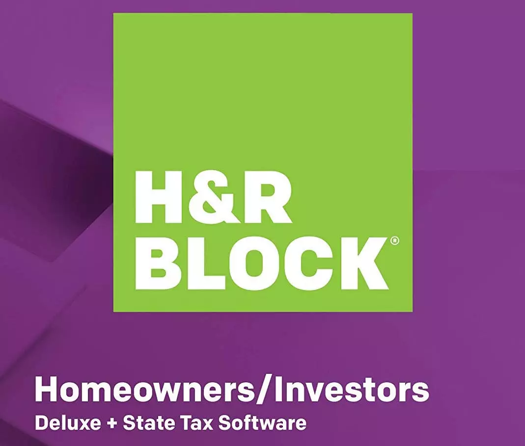 Sigla software-ului H&R Block.