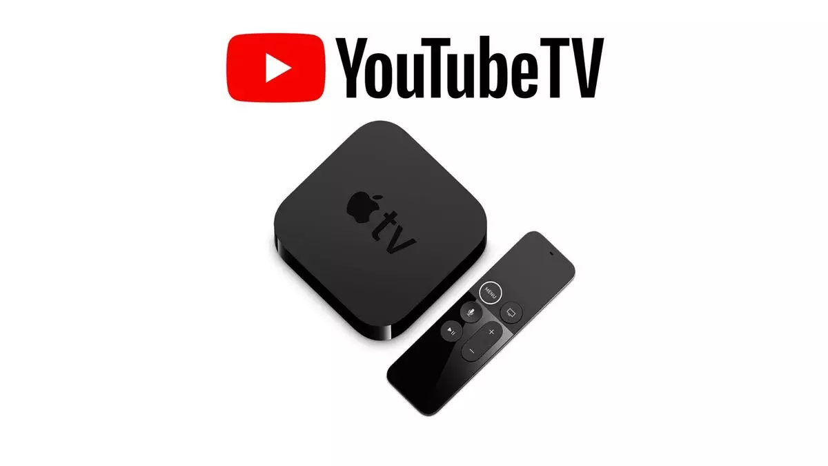 Das YouTube TV-Logo überragt ein Apple TV