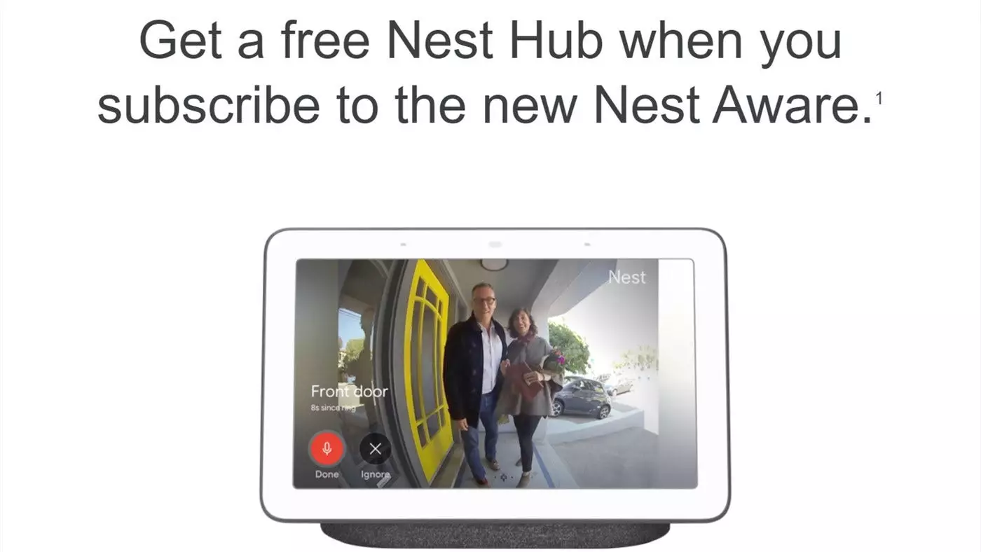 Slökkt á Nest Aware ókeypis Nest Hub