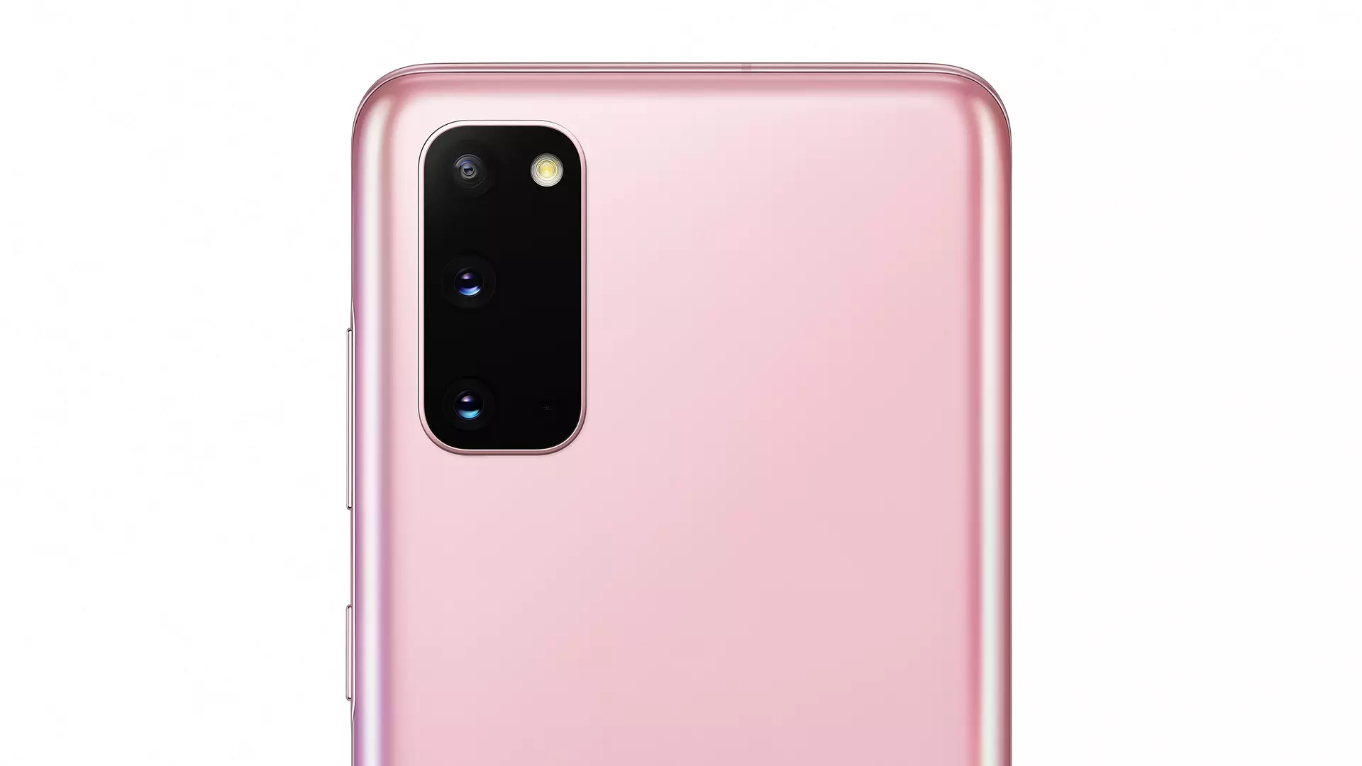 Egy fotó a rózsaszín Galaxy S20 fényképezőgépéről.