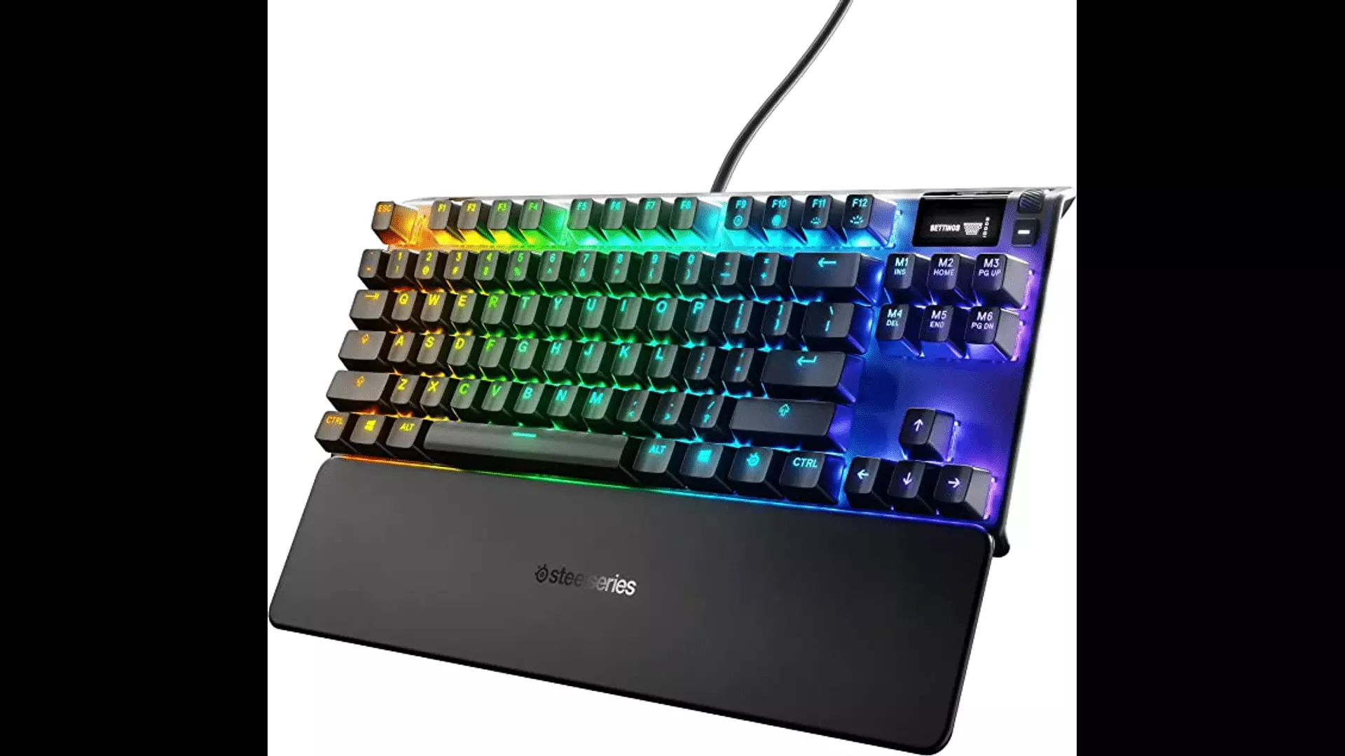 SteelSeries Apex 7 TKL — одна из лучших клавиатур в этом списке — она невероятно тонкая, имеет полноценную подсветку RGB и обладает производительностью игрового уровня.