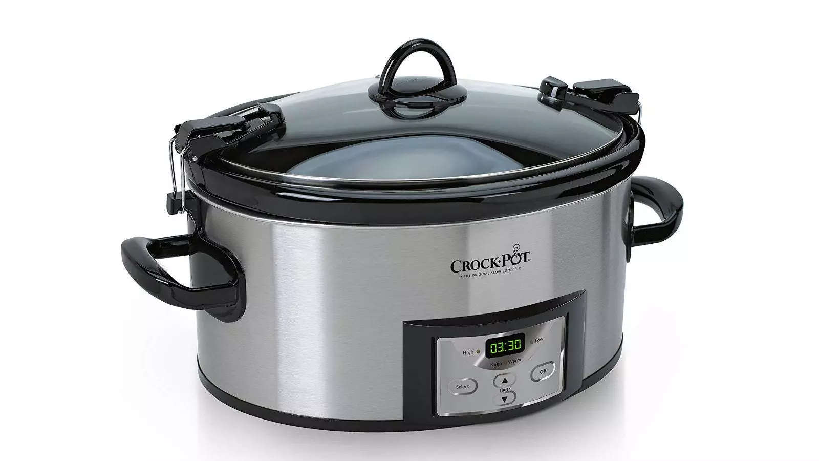 Crock-Pot 6-Quart Cook and Carry Programmerbar Slow Cooker med locket på.