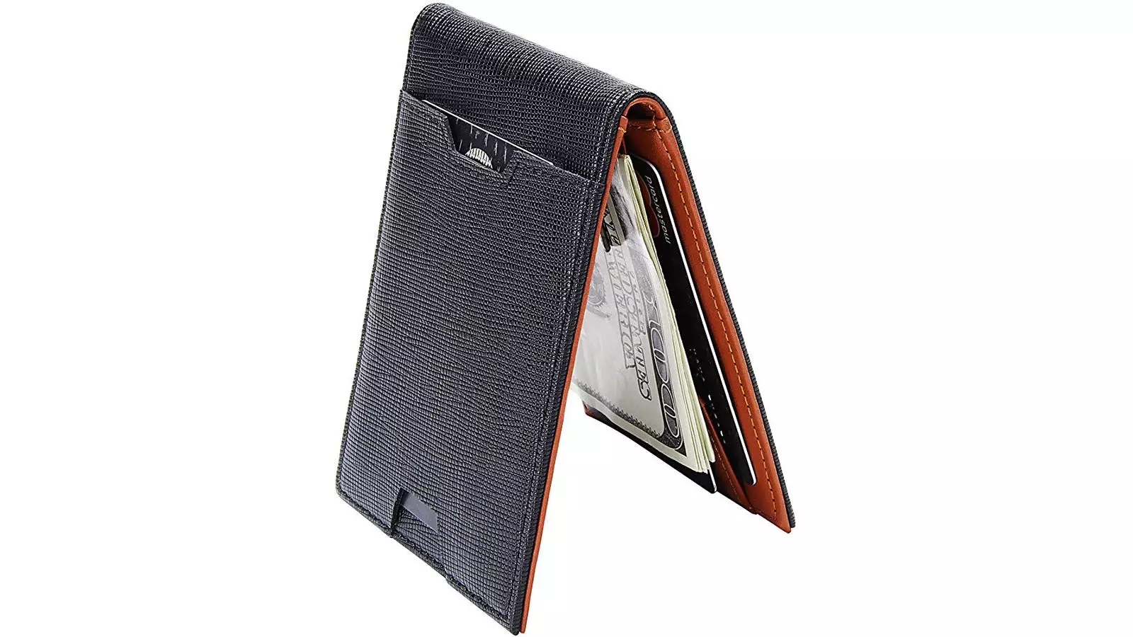 Dompet Bifold Pria dengan Klip Uang - Pemblokiran RFID Saku Depan Minimalis Kulit
