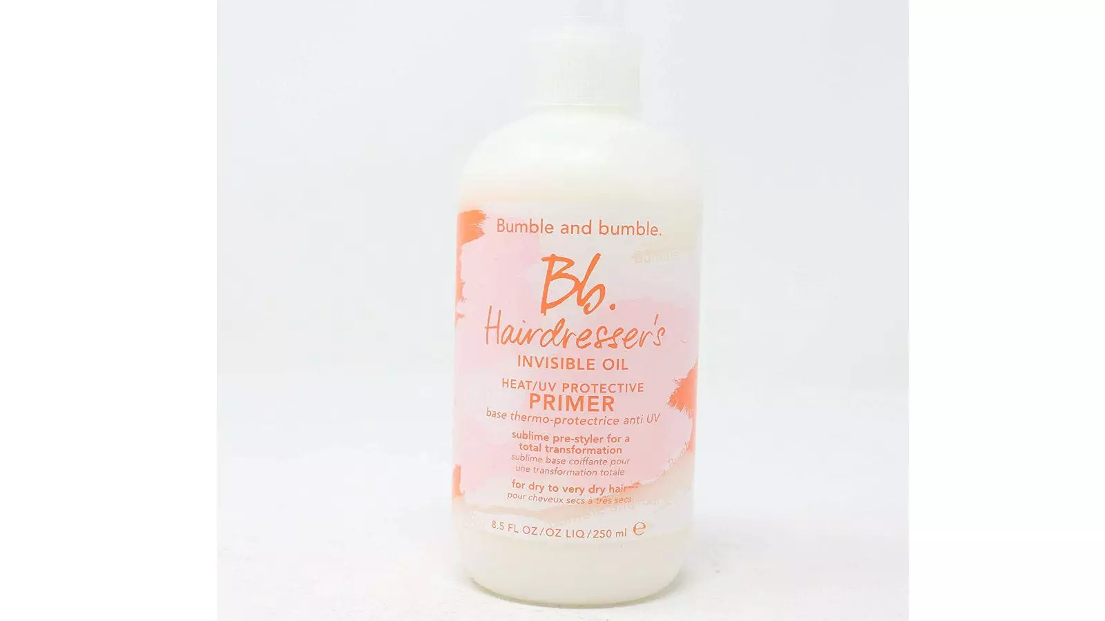Ibhotile ye-Bumble kunye ne-Bumble Hairdresser's Invisible Oil Heat / UV Protective Primer.