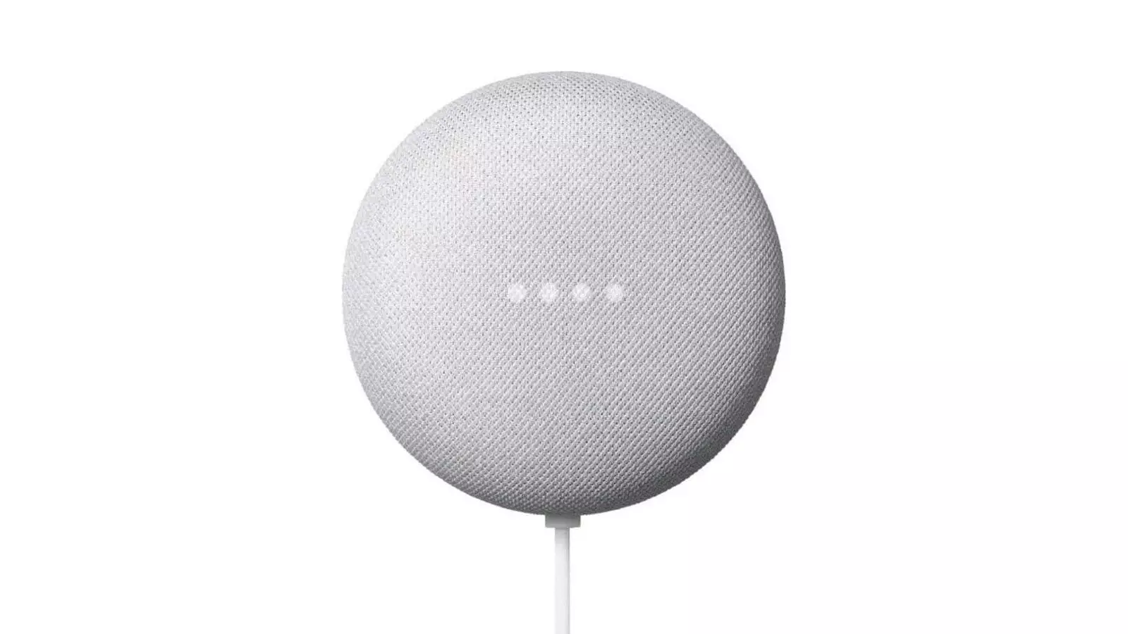 Бело Google Nest Mini со четири бели LED диоди.