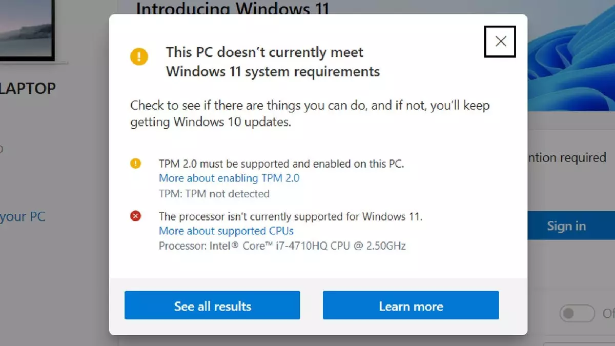 Windows 11 muvofiqligini tekshirish muvaffaqiyatsiz tugadi