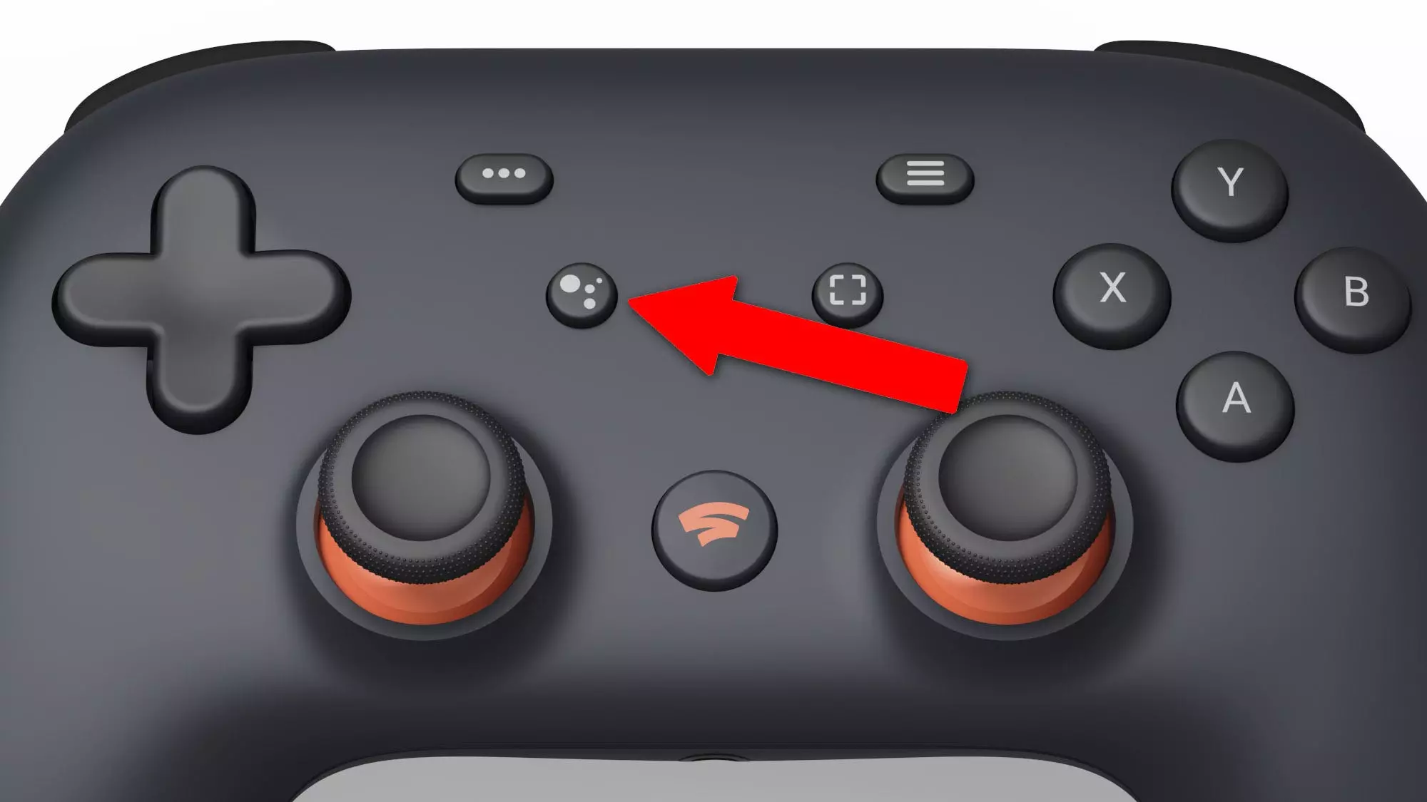 Передняя часть контроллера с обозначенной кнопкой Assistant.