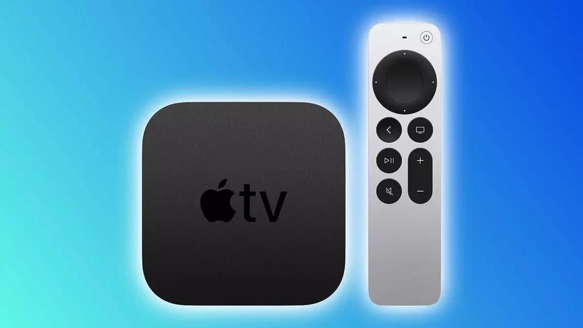 নীল পটভূমির বিপরীতে Apple TV 4K