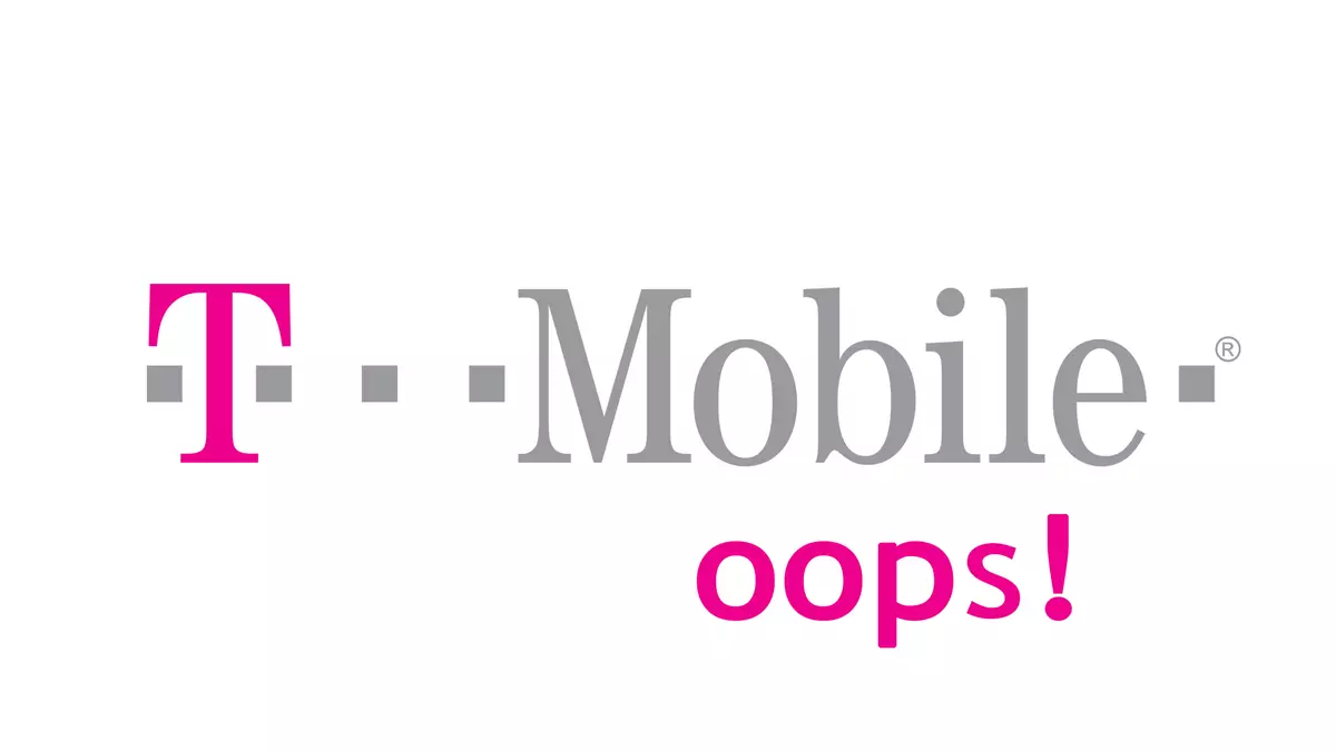 O logotipo T Mobile ao lado da palavra oops.