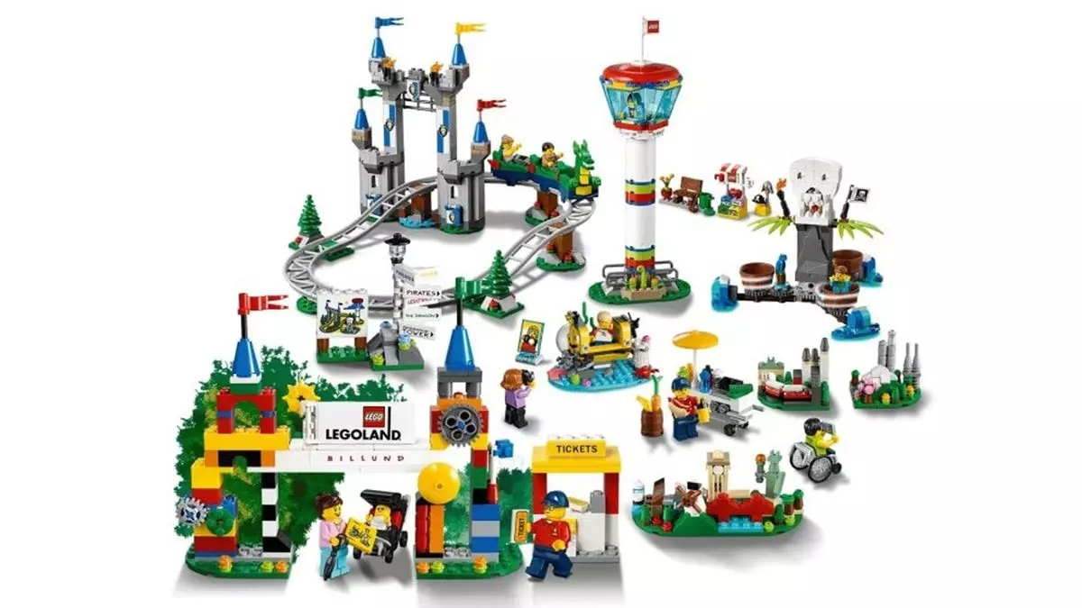 Lego súprava LEGOLAND, doplnená o dráhu s drakom.