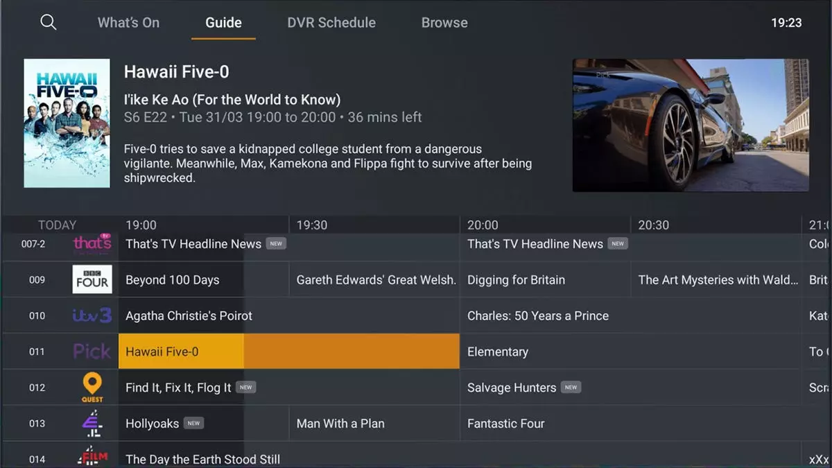 L'interfaccia aggiornata di Plex Live TV, che mostra vari programmi sui canali.