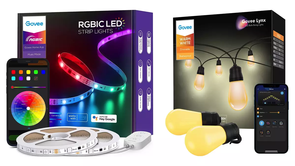 Les bandes lumineuses LED intelligentes et les guirlandes lumineuses extérieures intelligentes de Govee.