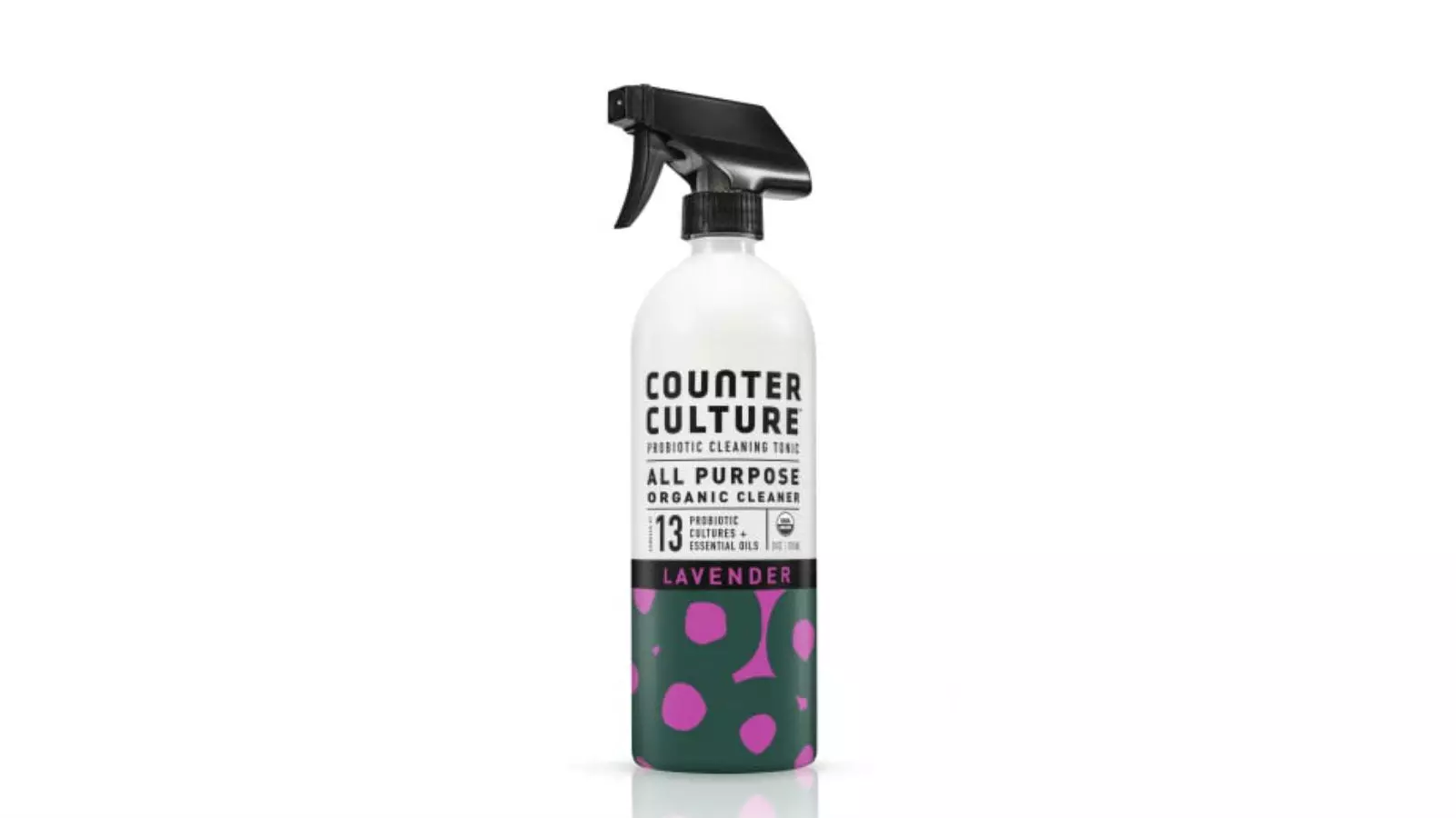 Usa ka spray nga botelya sa Counter Culture Probiotic All-Purpose Organic Cleaner.
