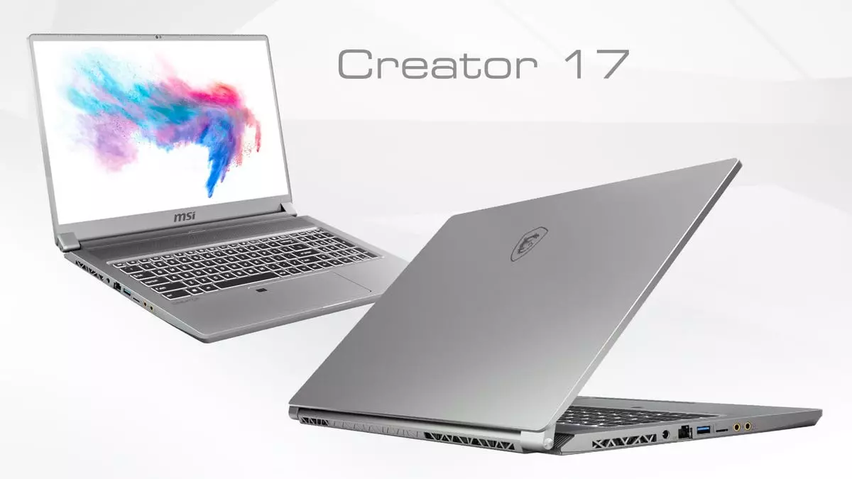 Dva MSI Creator 17 notebook računara, gledano sa zadnje i prednje strane.