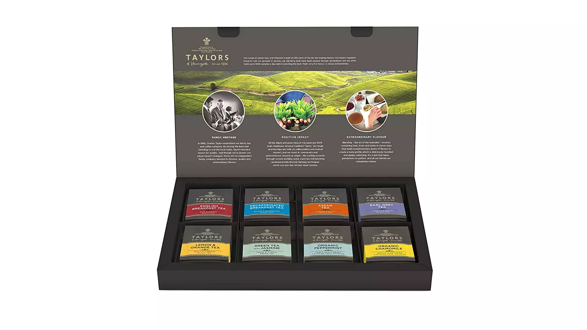 Harrogate လက်ဖက်ရည်နမူနာ၏ Taylors။