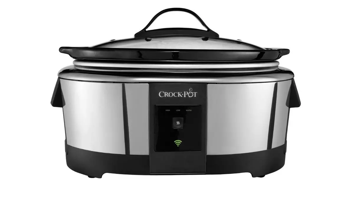 Vista frontal da olla de cocción lenta Crock-Pot con control de voz de Amazon Alexa