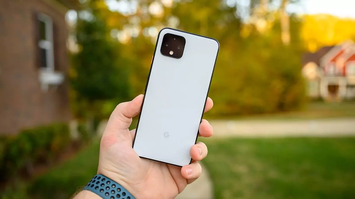 Google Pixel 4 Clearly White Held Afar