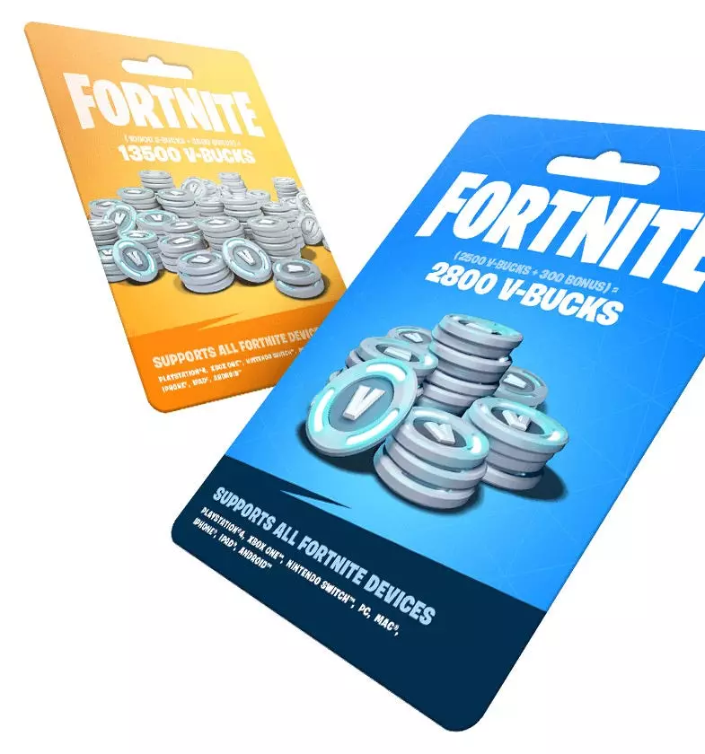 Подарочные карты с логотипом Fortnite.