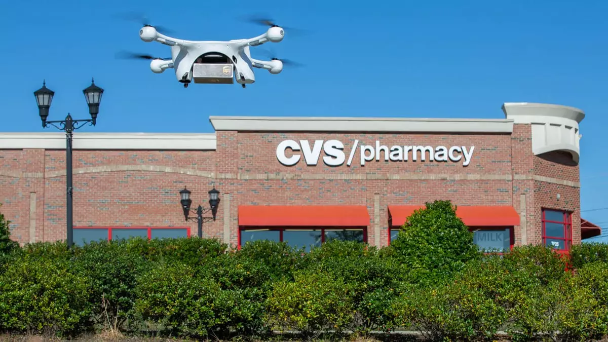 UPS dróni á flugi nálægt CVS