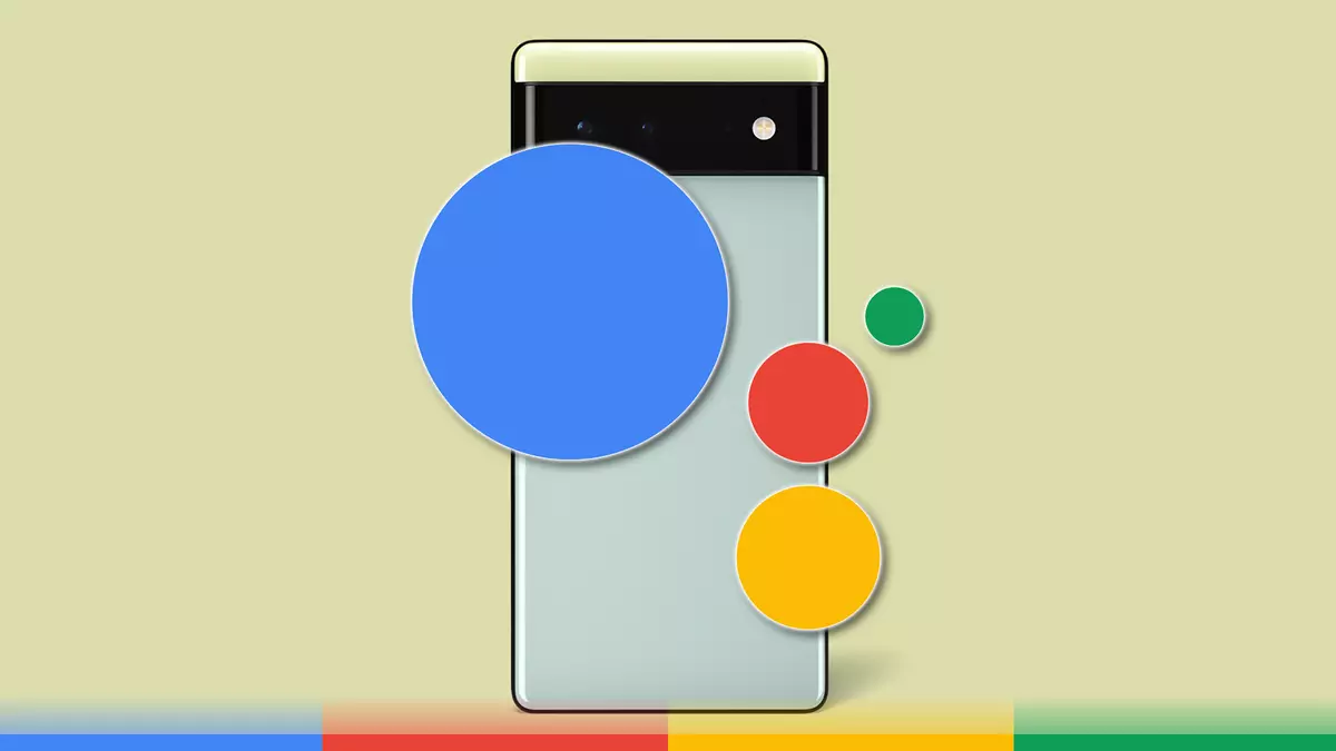 Pixel 6 dengan logo Asisten Google.