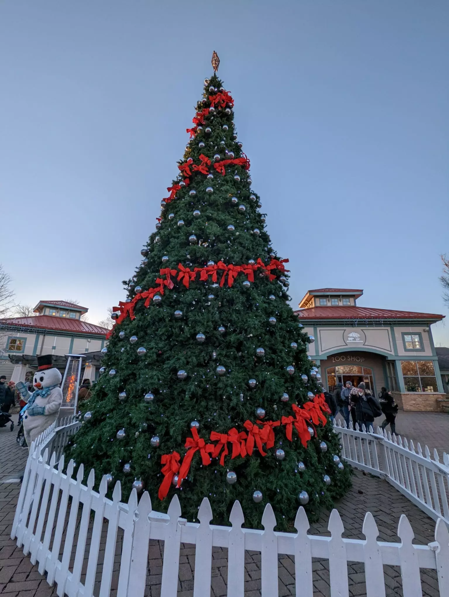 Un gran árbol de Navidad en un zoológico
