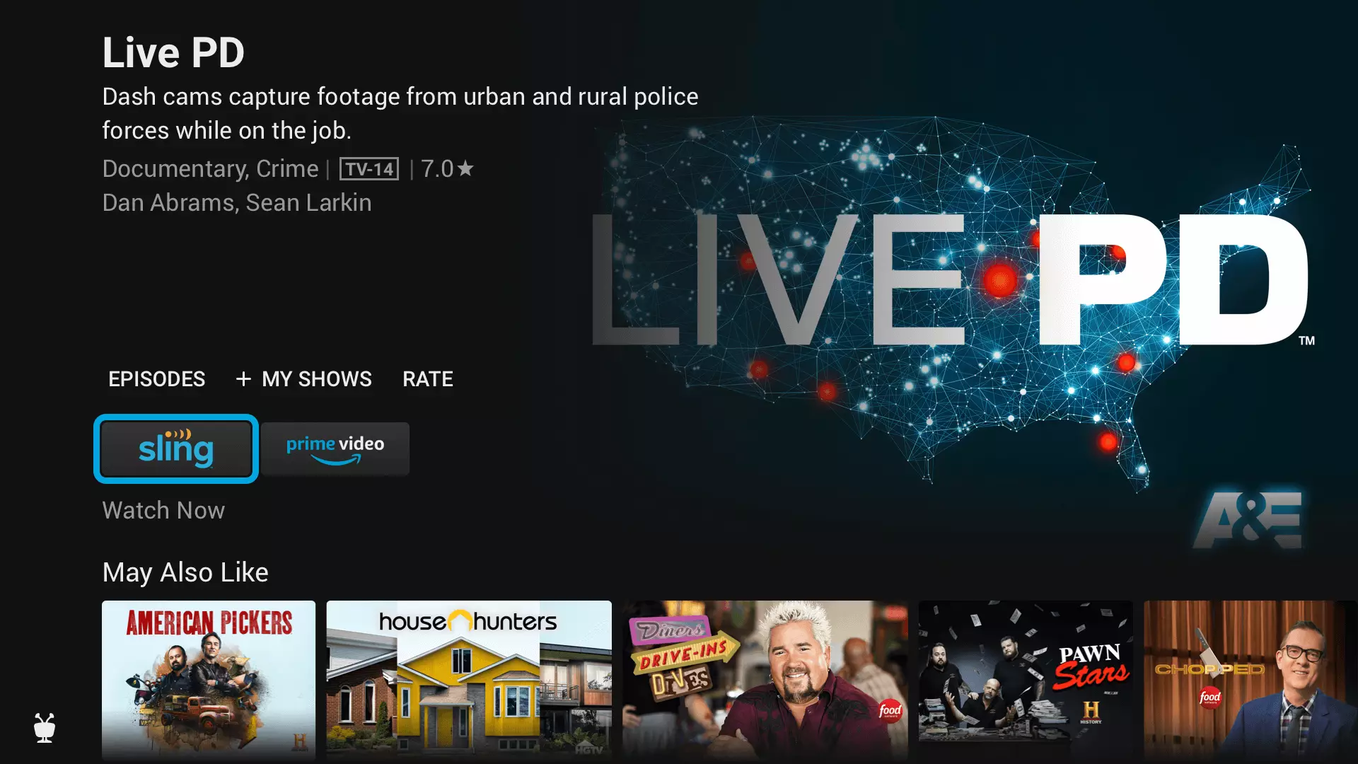 TiVo Stream 4K 界面，顯示來自不同流媒體服務的各種節目。