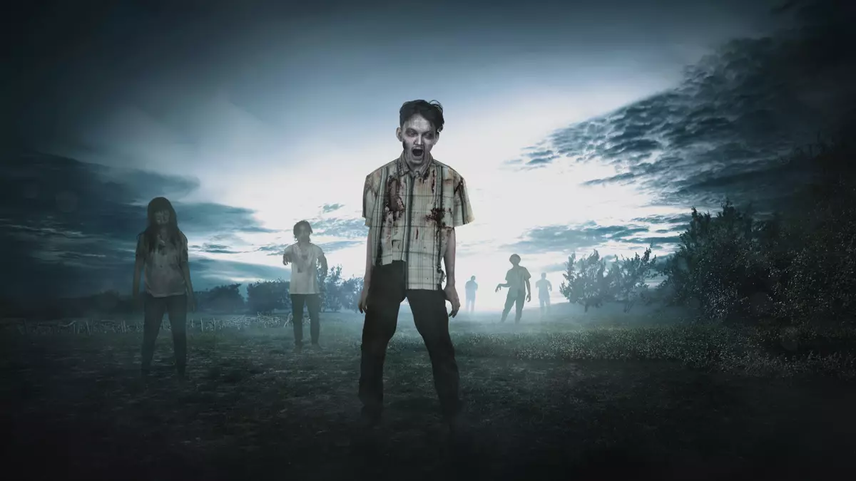 Agresszív zombik tömege sétál a kísérteties vidéken