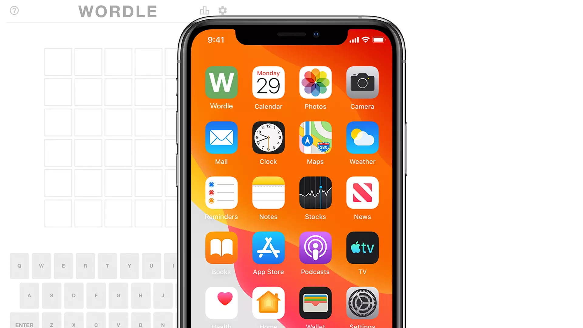 Wordle บนหน้าจอหลักของ iPhone