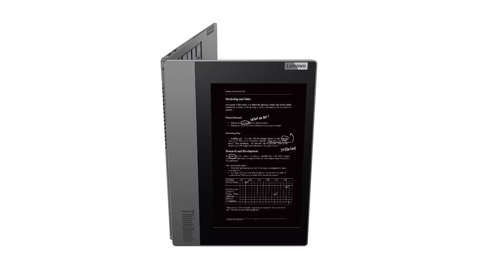 يتميز الكمبيوتر المحمول ThinkBook Plus من Lenovo بشاشة عرض بالحبر الإلكتروني على الغطاء