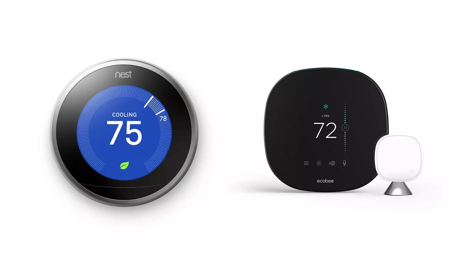 En Nest Learning Thermostat och ecobee smart termostat.