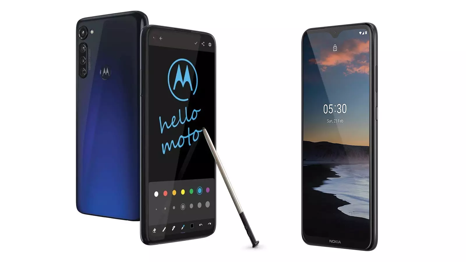 Moto G Pro dan Nokia 5.3, kedua-duanya peranti Android One kos rendah yang sangat baik.