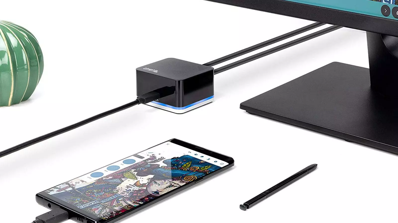 Plugable's Phone Cube ass déi bescht Optioun fir Samsung DeX (wann Dir an dat sidd)
