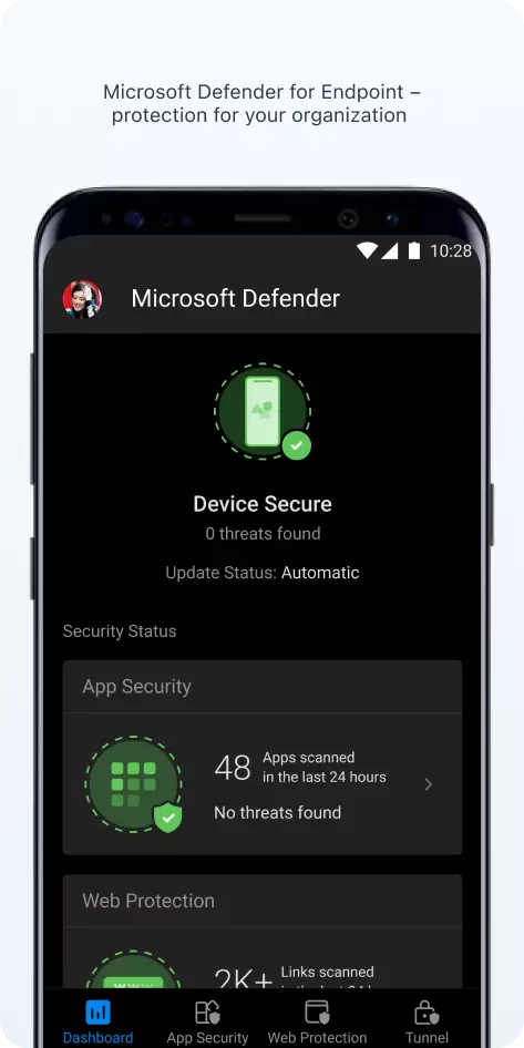 Microsoft Defender analyse les données sur Android.