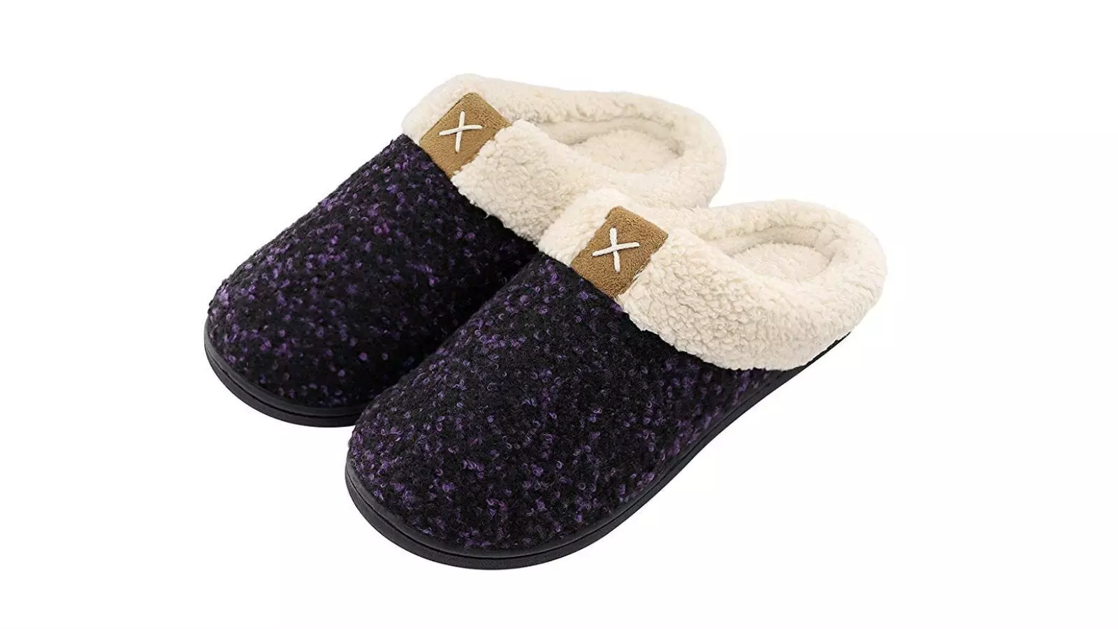 一雙 Ultraideas 舒適記憶海綿拖鞋，紫色。