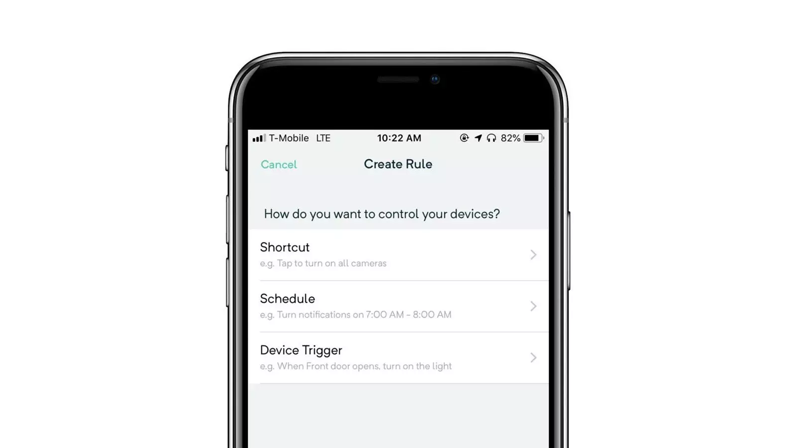 Wyze ایپ حسب ضرورت قواعد، شارٹ کٹس، شیڈولنگ، اور ڈیوائس ٹرگرز دکھا رہی ہے۔