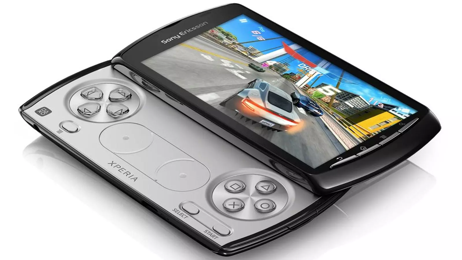 Sony Ericsson Xperia Play sími rann upp með leik á skjánum.