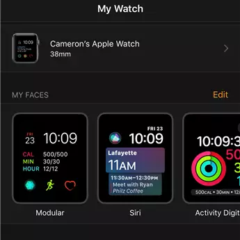 Apple Watch veido nustatymai
